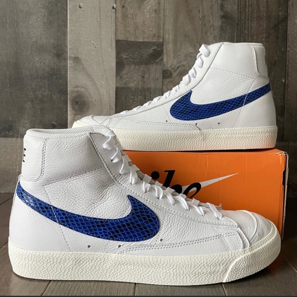Nike | Shoes | Nike Blazer Mid 77 Vintage Snakeskin Red Blue Swoosh ...